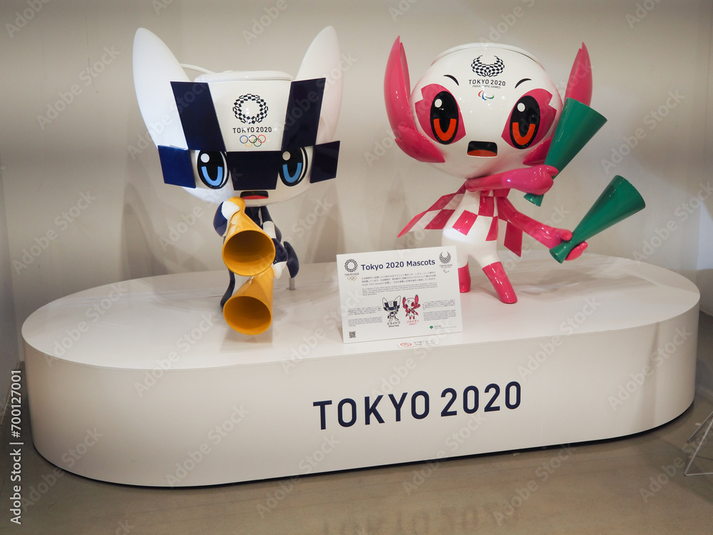 TOKYO, JAPAN - December 20, 2023: Statues of Miraitowa and Someity ...