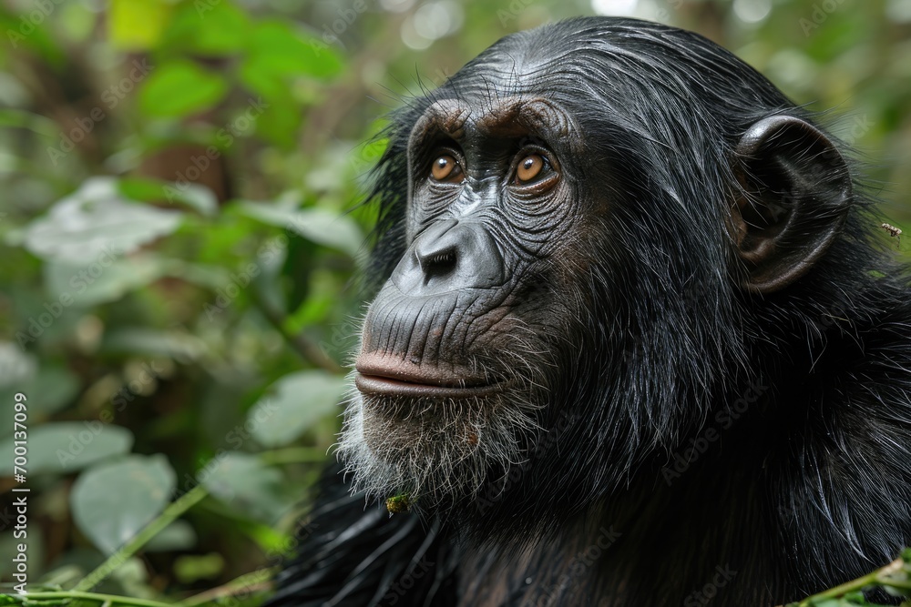 Monkey Chimp in jungle, Wildlife Photography, generated with AI Stock ...