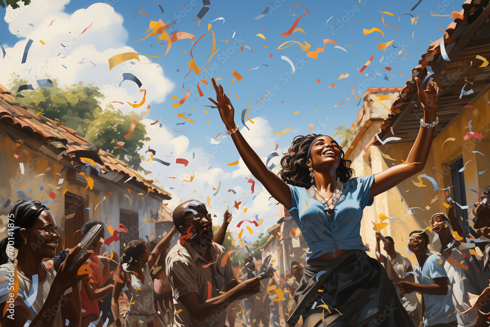 Streets Celebrating Festivities and the Brazilian Carnival full of ...