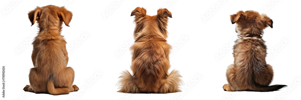 Collection of dogs back view isolated on white background Stock Photo ...