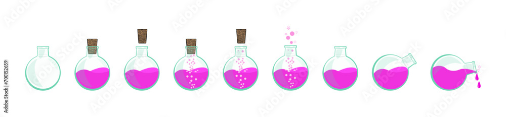 Vector drawing of glass tubes, flasks for chemical experiments. Glass ...