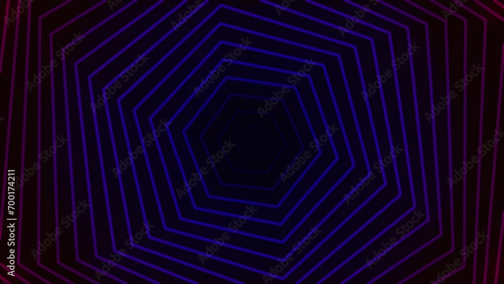 Abstract infinite neon tunnel loop background. Glowing points form tunnel sectors. 4K Infinite ...