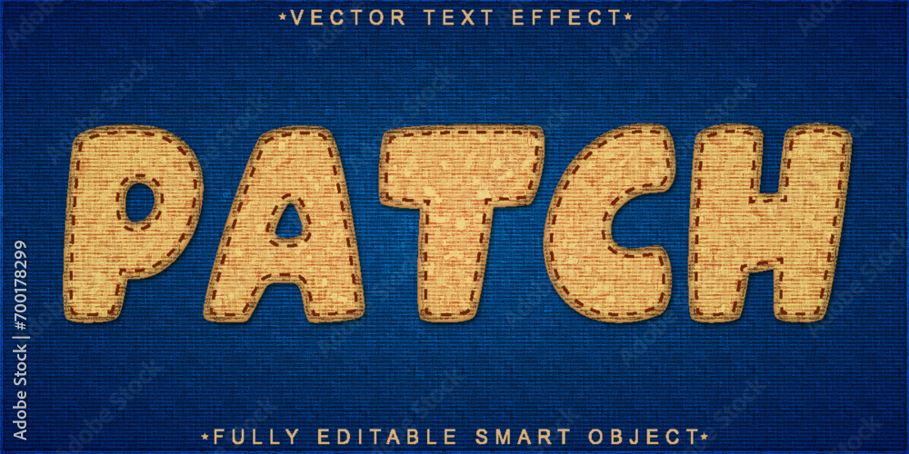 Jean Patch Vector Fully Editable Smart Object Text Effect Stock Vector ...