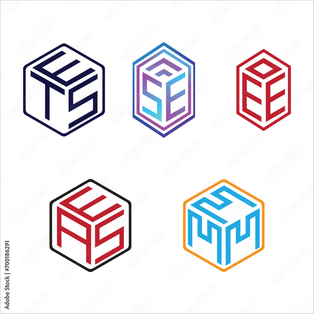 Vektorová grafika „3d cube logo design, ase logo, 3m logo, 2e logo, tse ...