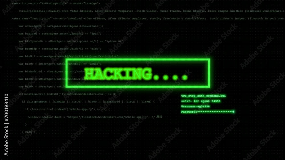 Green Coding and hacking concept 4K Animation background. Background to the system hacking ...