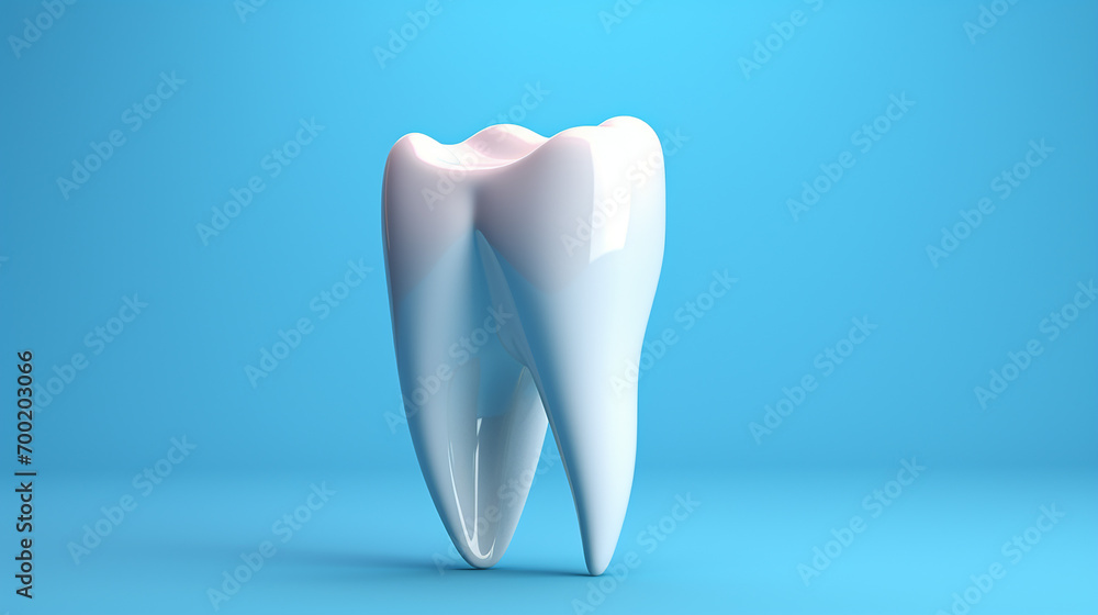 Dental model of premolar tooth 3d rendering on blue illustration ...