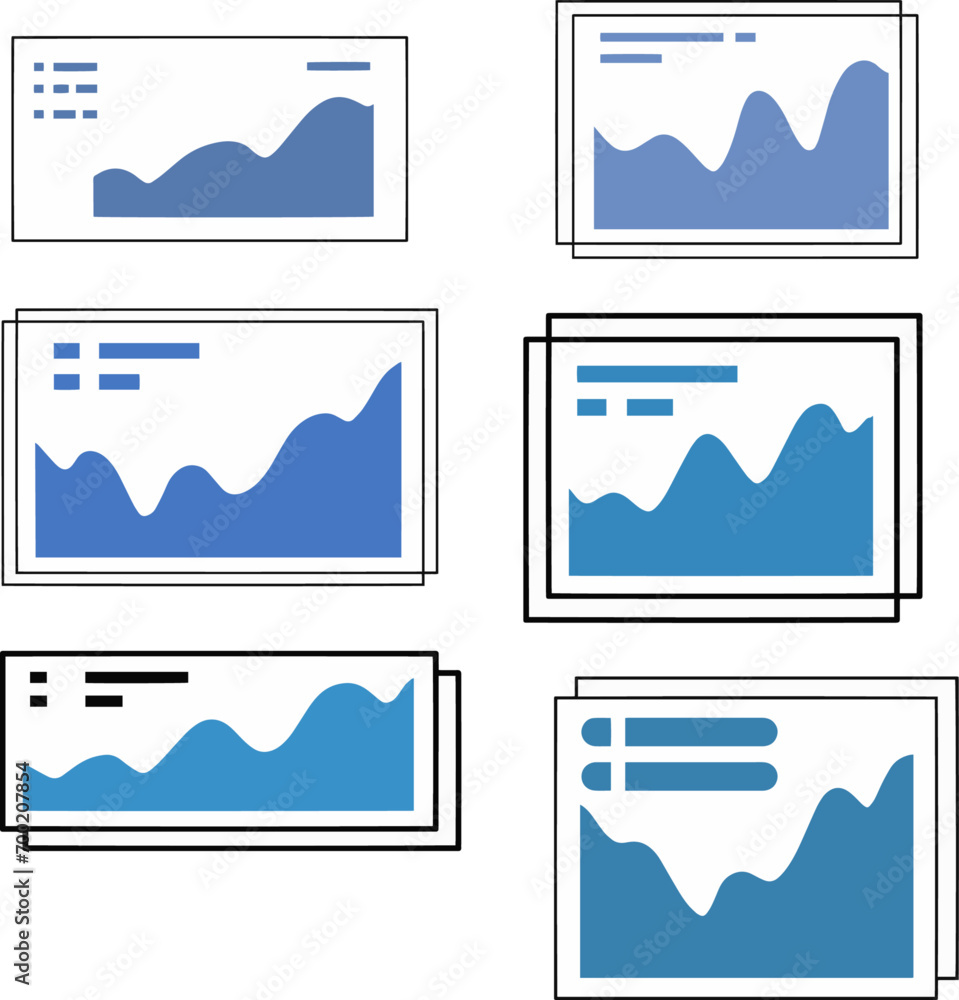 Set of curve graphs. Minimalistic design of business infographics ...