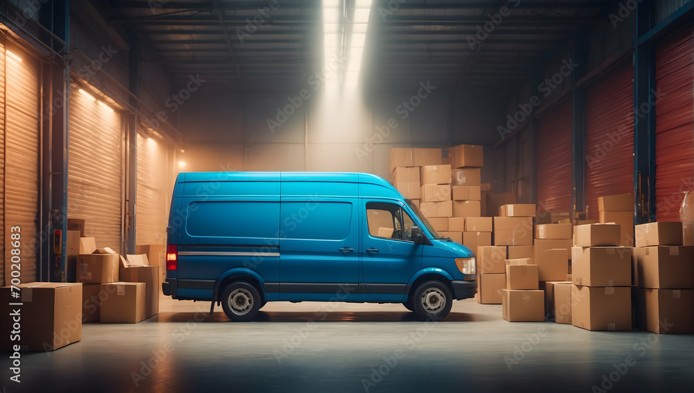 Logistics warehouse visuals, open door scenes illustrations, delivery ...