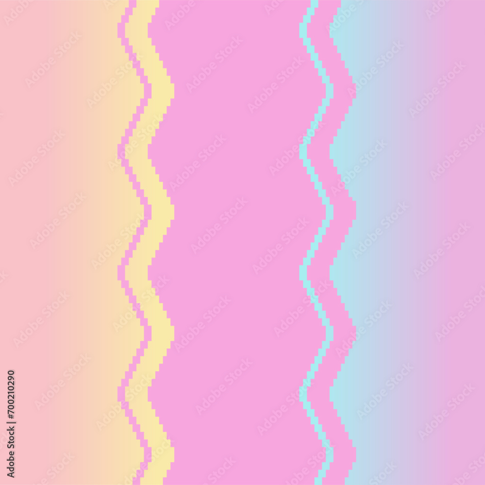 Pastel Pink Zig Zag Texture with Yellow and Blue Gradients, Pixel Art ...