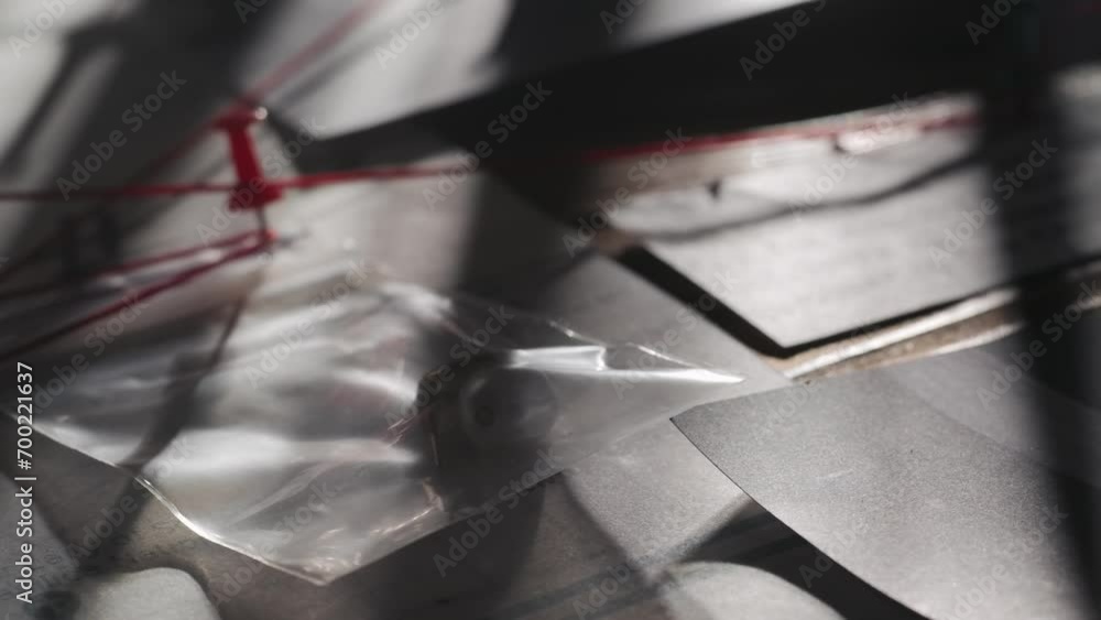 Close up shot of investigation board. Detective board with map of crime ...