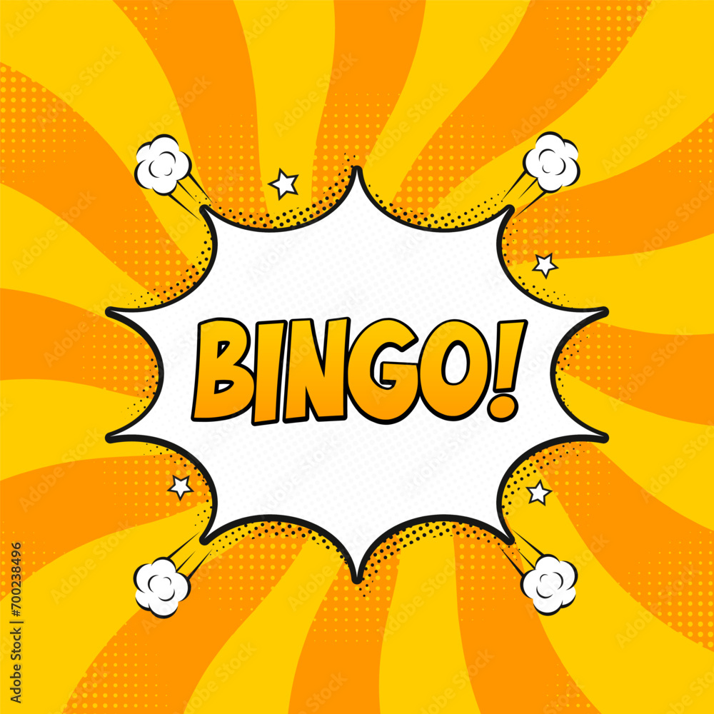Bingo lottery poster. Lottery game background. Comics pop-art style ...