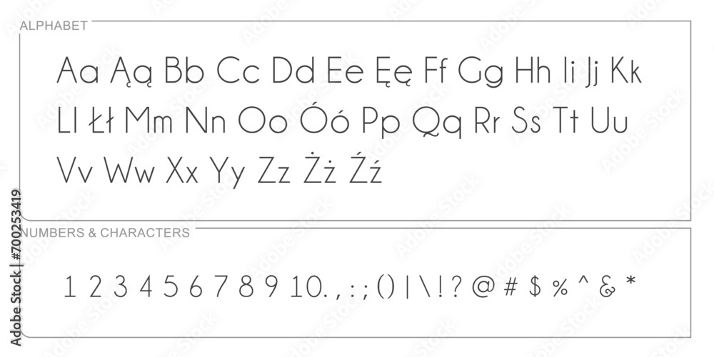 alphabet letters font set. typography font with trendy letters thin ...