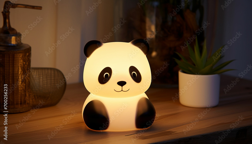 Design a 3D printed panda shaped night light with a soft glow. The ...