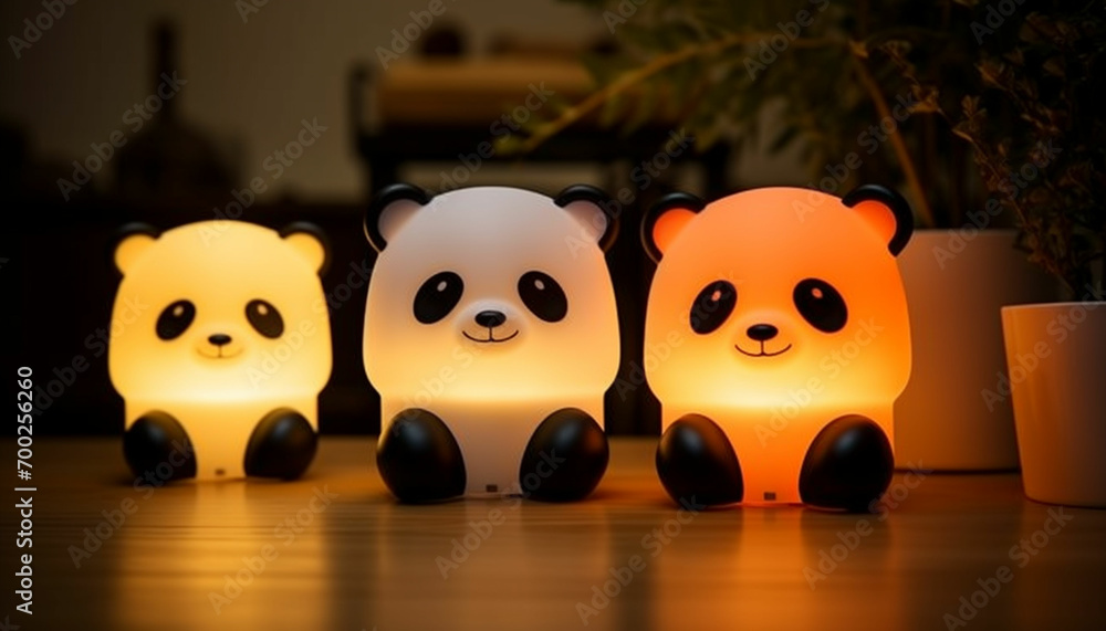 Design a 3D printed panda shaped night light with a soft glow. The ...