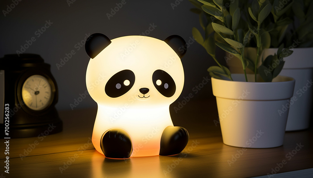 Design a 3D printed panda shaped night light with a soft glow. The ...