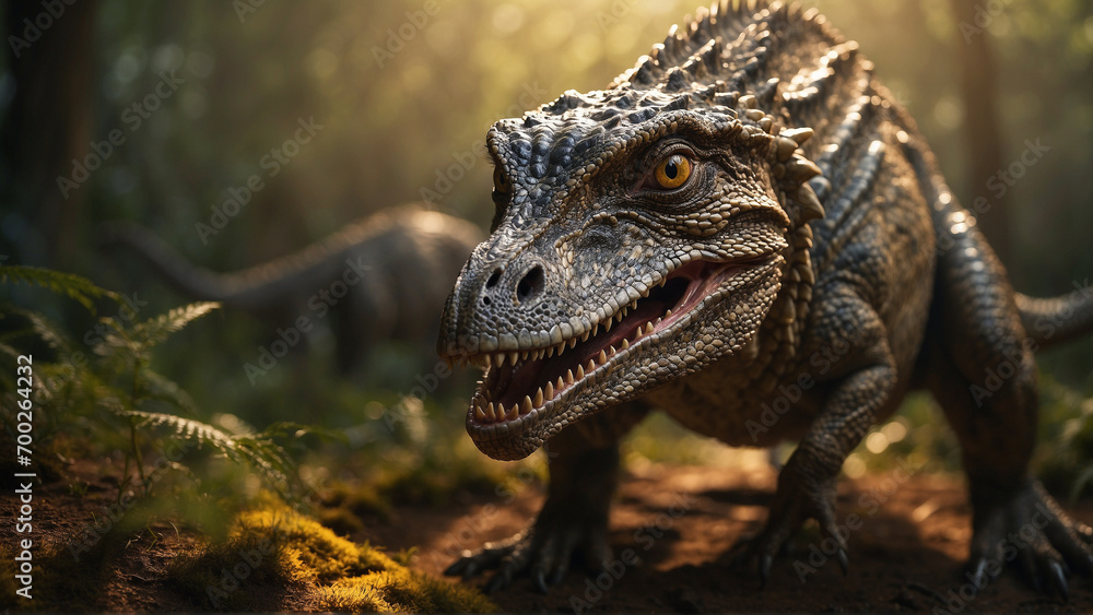 Dramatic majestic dinosaurs in raw beauty. Golden hour highlights ...