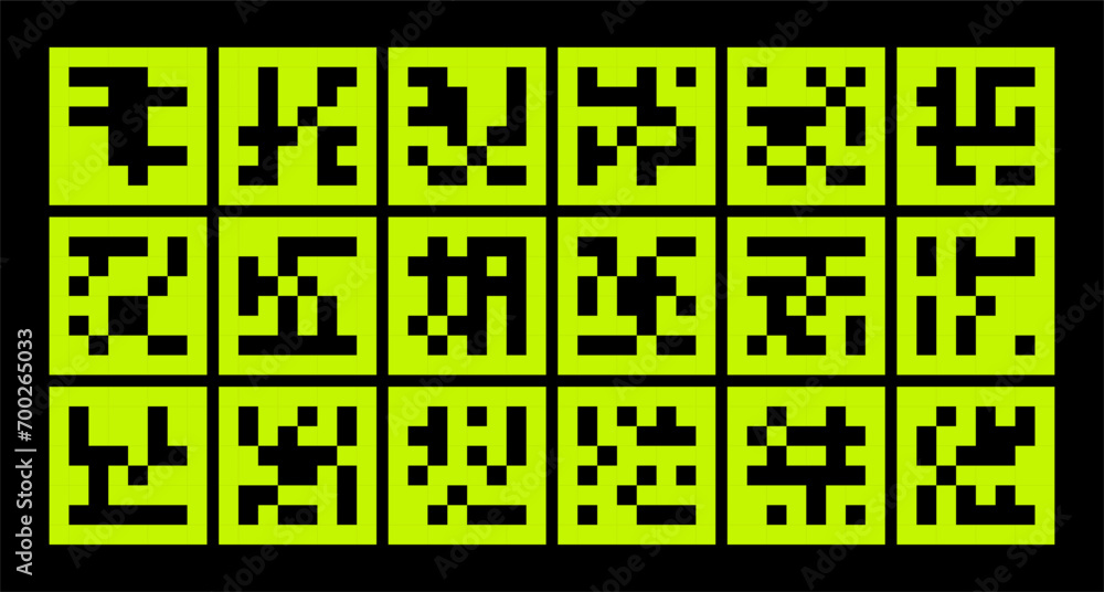 Pixels trend, QR - pattern, abstract, Minimal graphic design, cell 8 ...