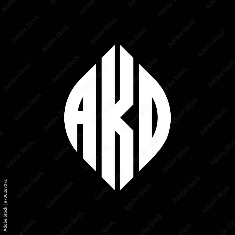 AKD circle letter logo design with circle and ellipse shape. AKD ...