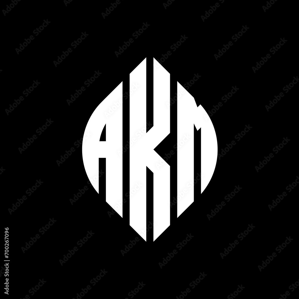 AKM circle letter logo design with circle and ellipse shape. AKM ...