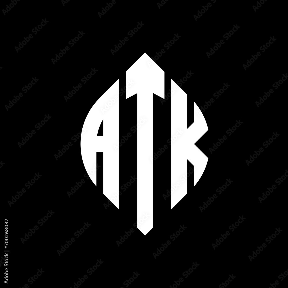 ATK circle letter logo design with circle and ellipse shape. ATK ...