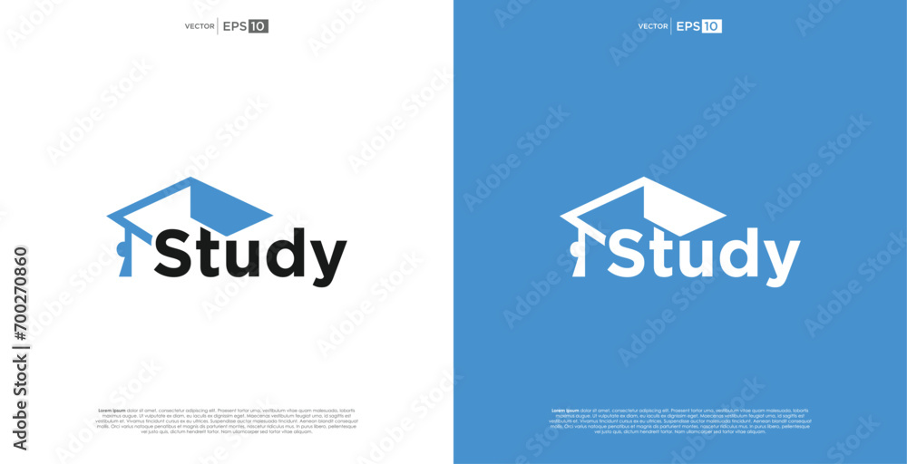 Study wordmak vector logo lettering design with a graduation cap ...