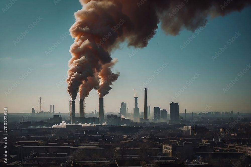 Urban City Air Pollution. Greenhouse Gases. Urban Area With Visible Air ...