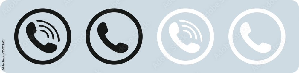 Phone icon collection. Simple black and white telephone call symbol ...
