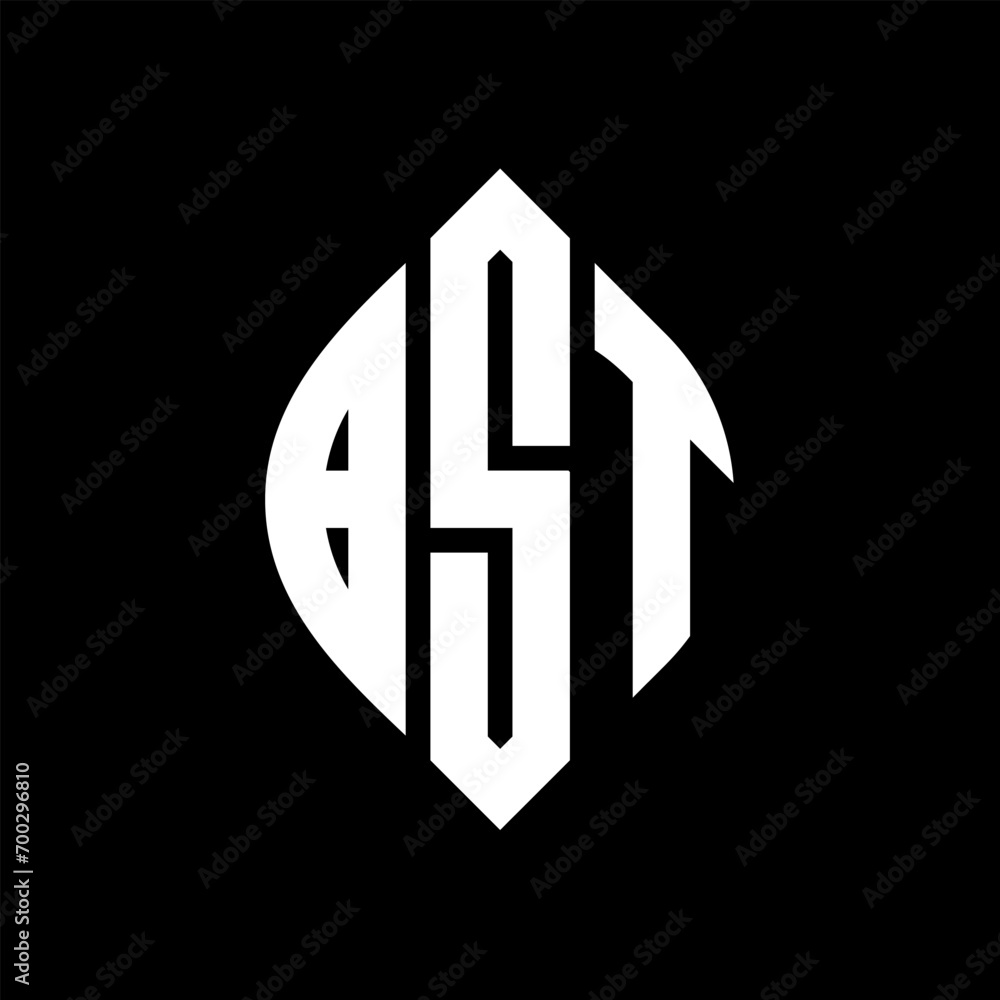 BST circle letter logo design with circle and ellipse shape. BST ...