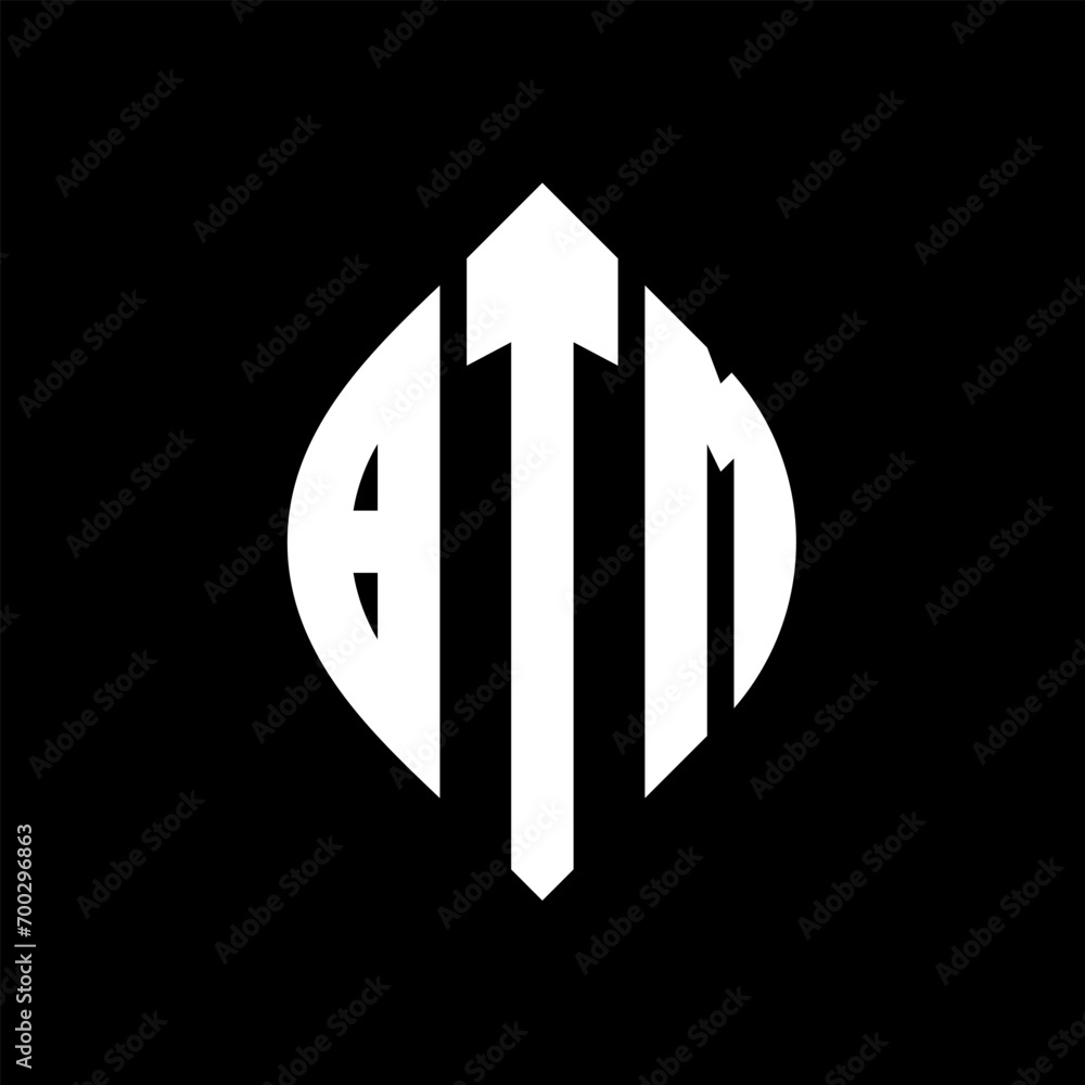 BTM circle letter logo design with circle and ellipse shape. BTM ...