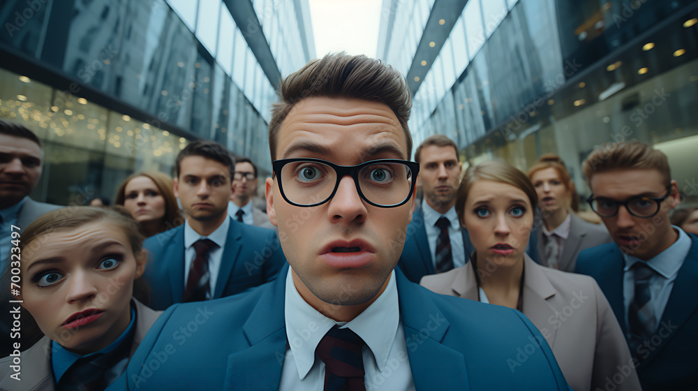 quirky and eccentric male office worker - low angle shot - close up ...
