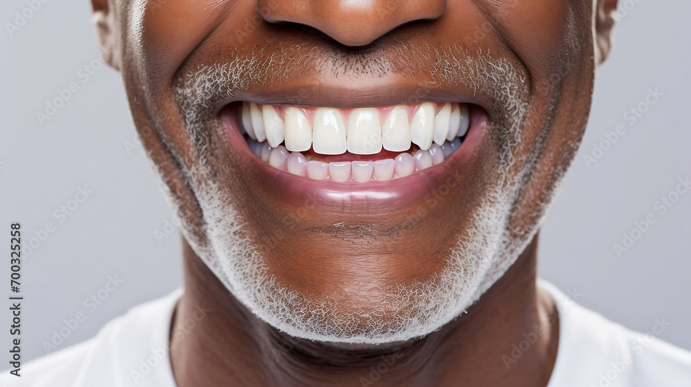 60 yo African American Male Face with Hollywood Smile, Beautiful White ...