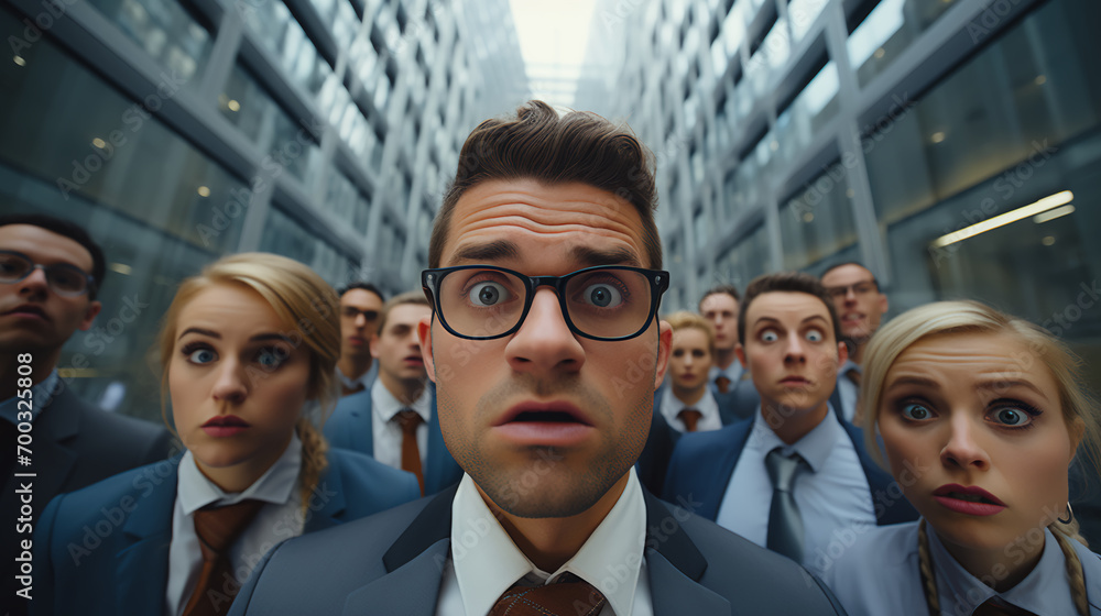 quirky and eccentric male office worker - low angle shot - close up ...