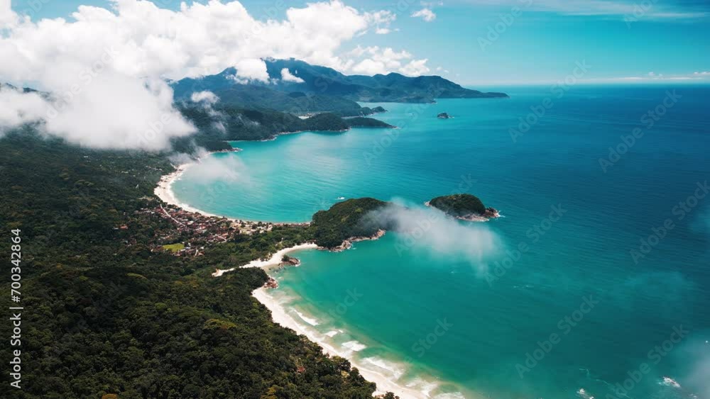Beach in Brazil. Aerial view of the coastline with perfect sandy ...