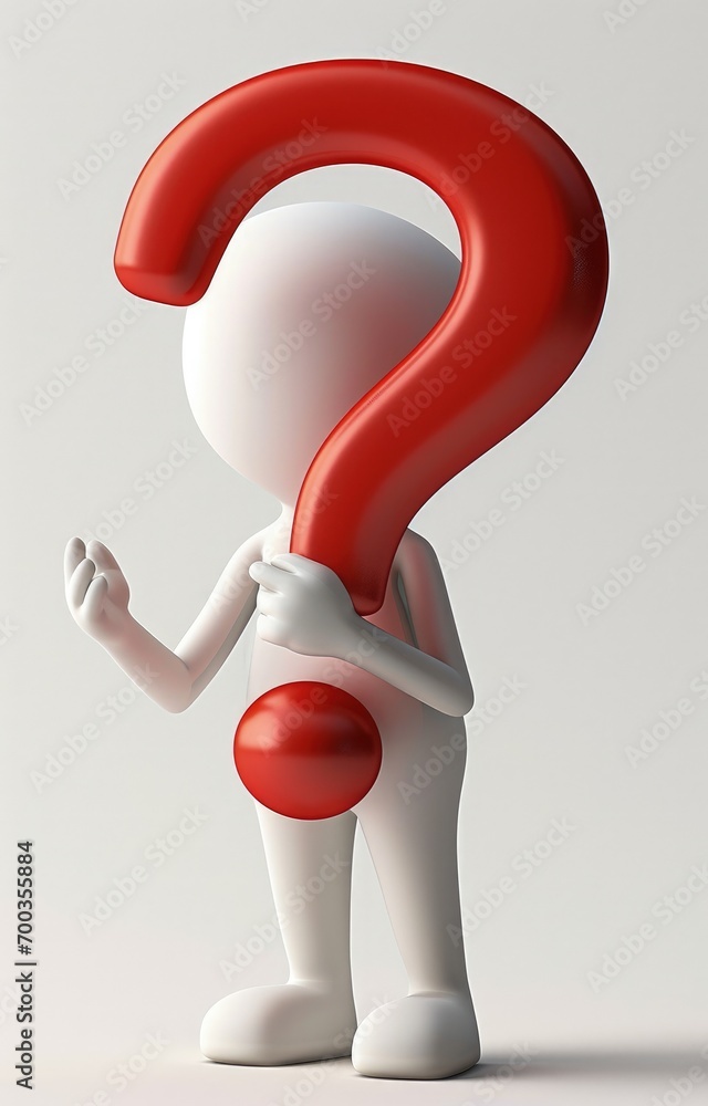 3d character: an inquisitive figure adorned with a dynamic question ...