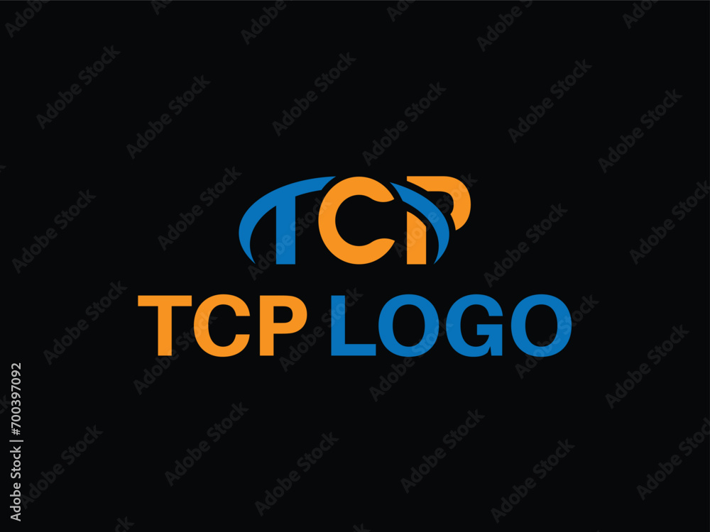 Letter TCP Logo Design blue yellow color concept, Minimal Letter T C P ...
