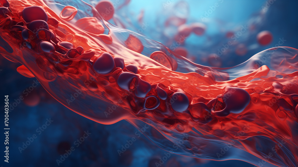 Steady blood flow of bright red blood cells Stock Photo | Adobe Stock