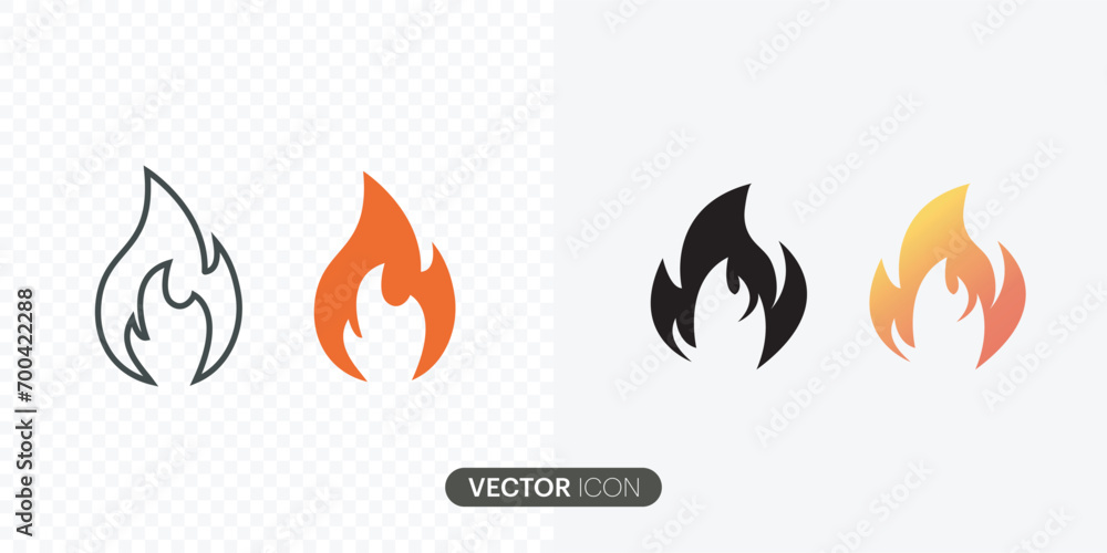 Fire flame icon set.flame of various shapes,Red hot fire.Fire flame ...