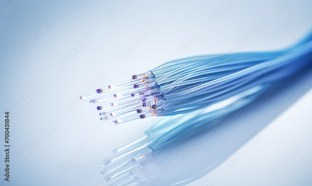 Transparent Fiber Optic Cable Tips on Blue Gradient Stock Photo | Adobe ...