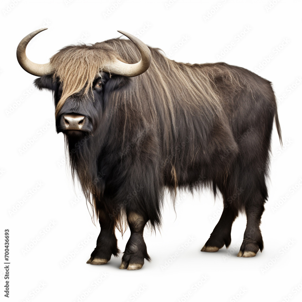Yak isolated on white background. brown yak (Bos mutus). AI Generative ...
