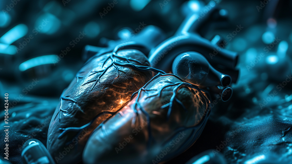 Dark Depiction of the Human Heart Anatomy, Symbolizing Precision ...