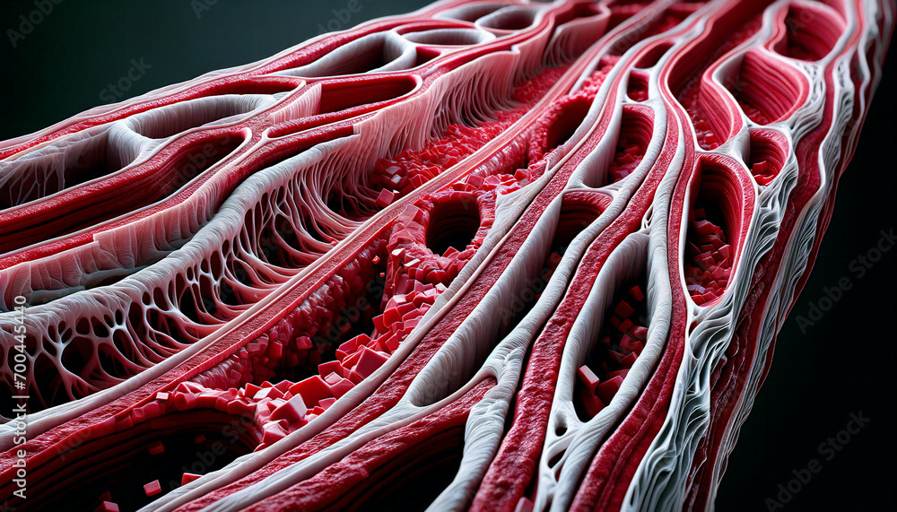 3D Rendered Cross-Section of Blood Vessel Architecture - High Detail ...