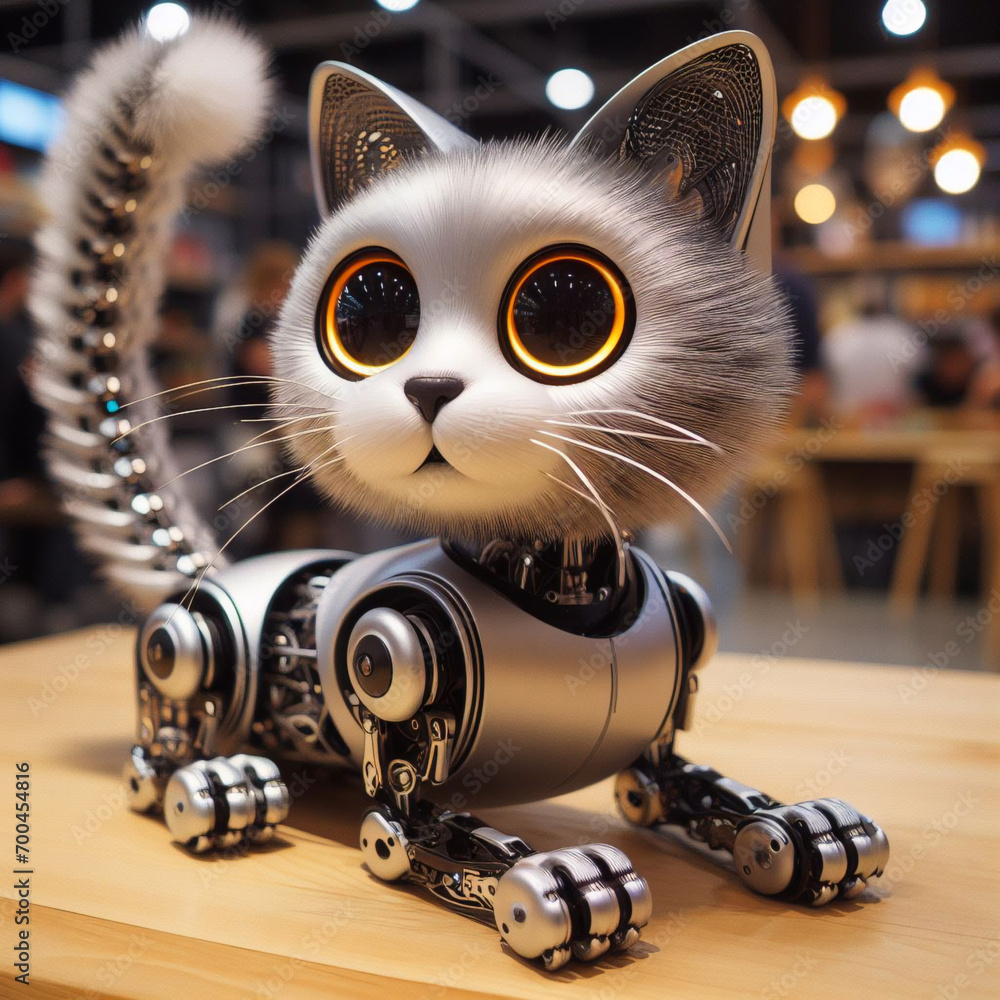 Cat robot standing, Futuristic knight, mechanical robot warrior, future ...