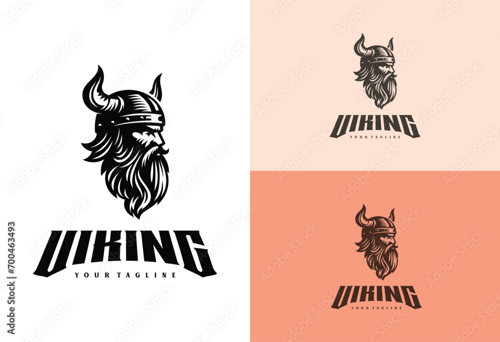 Viking logo design. Nordic warrior symbol. Horned Norseman emblem ...