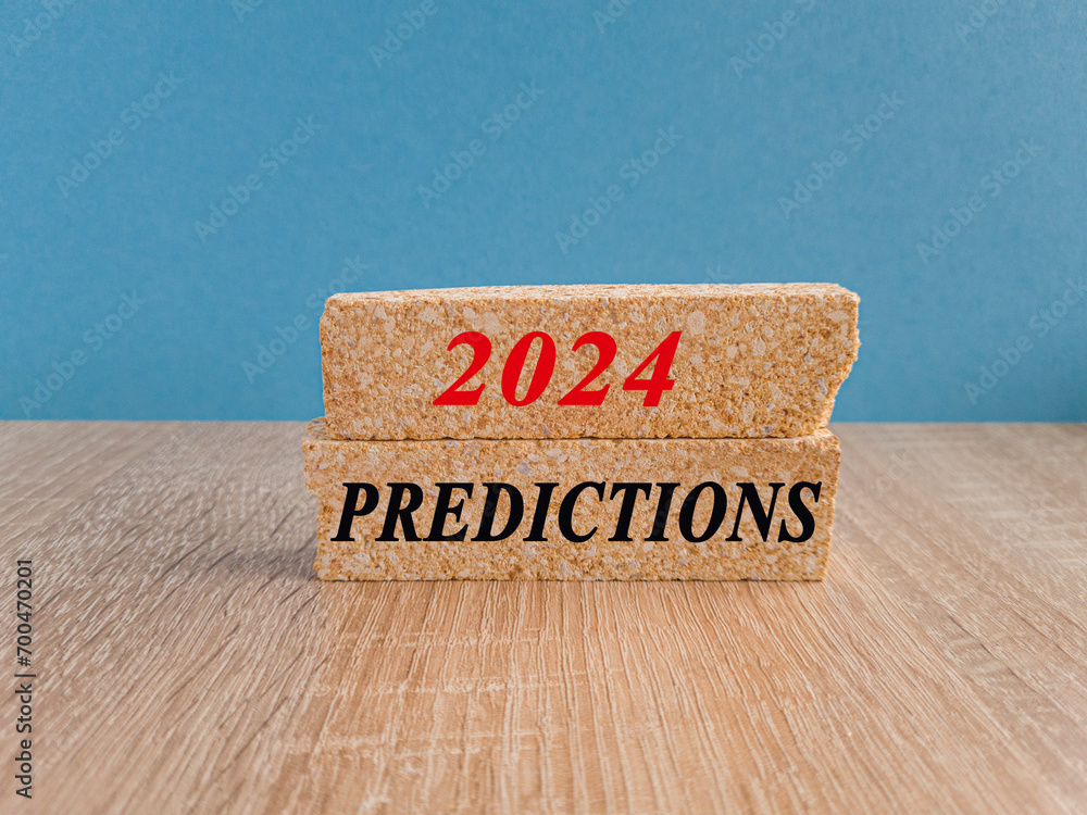 2024 predictions symbol. Concept red words 2024 predictions on brick ...