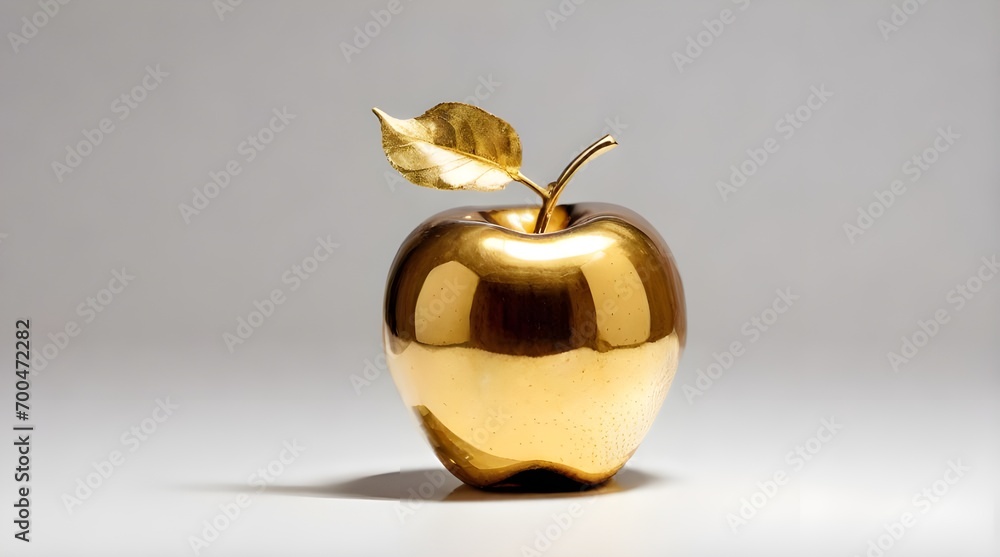 Luxury Gold apple isolated on white background with copy space for ...