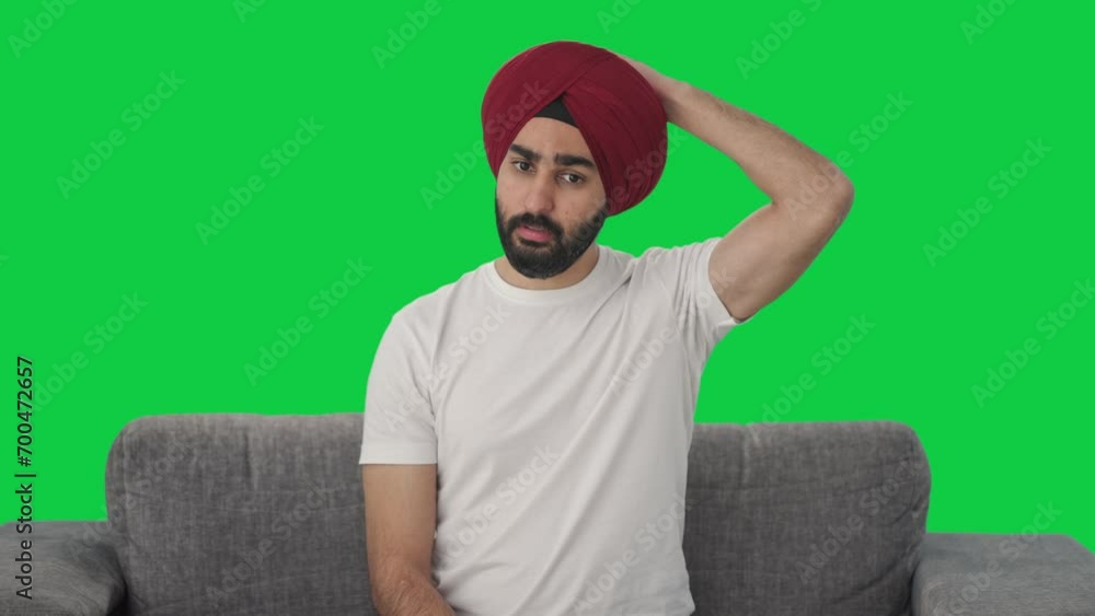 Confused Sikh Indian man thinking Green screen Stock 비디오 | Adobe Stock