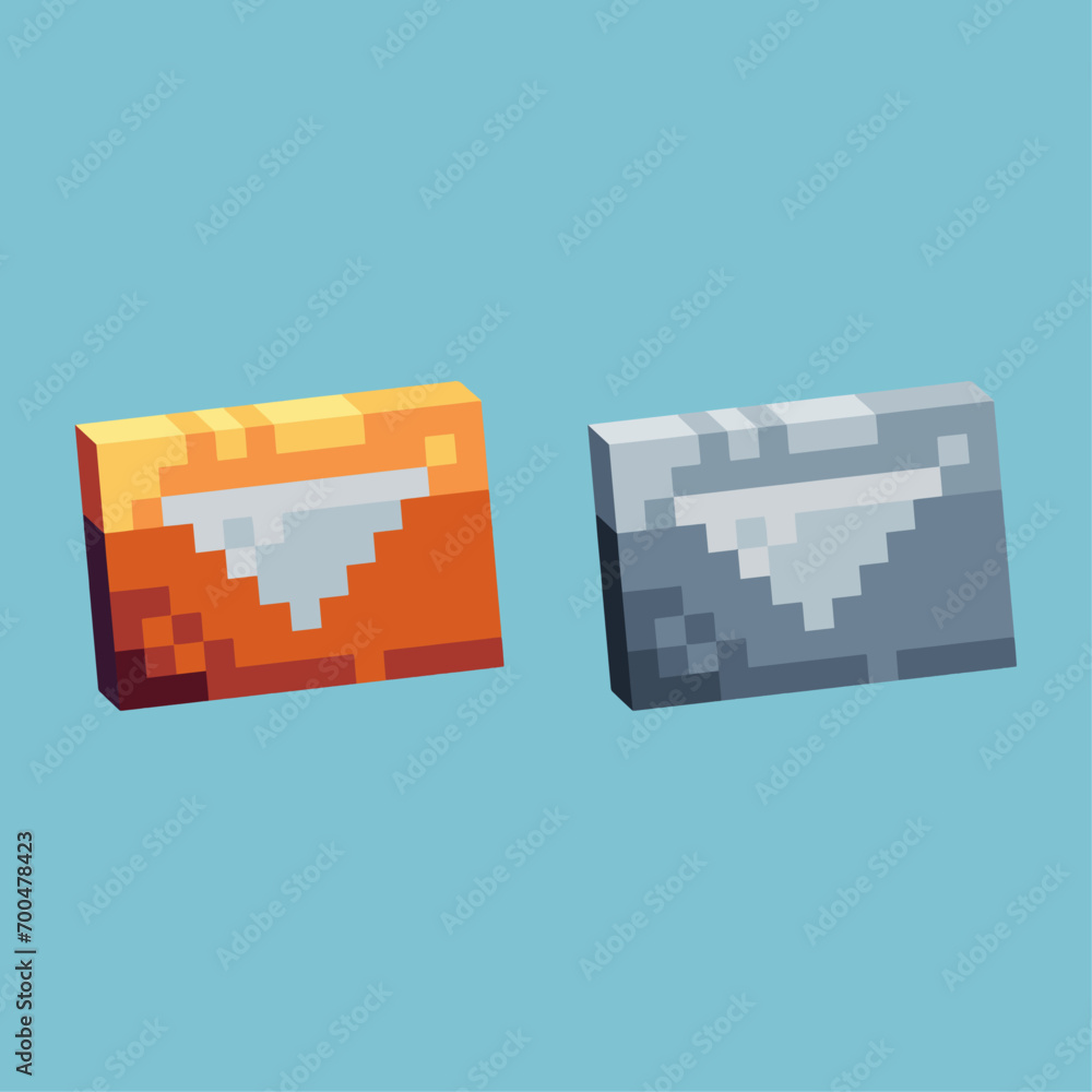 Isometric Pixel art 3d of down button icon for items asset. down button ...