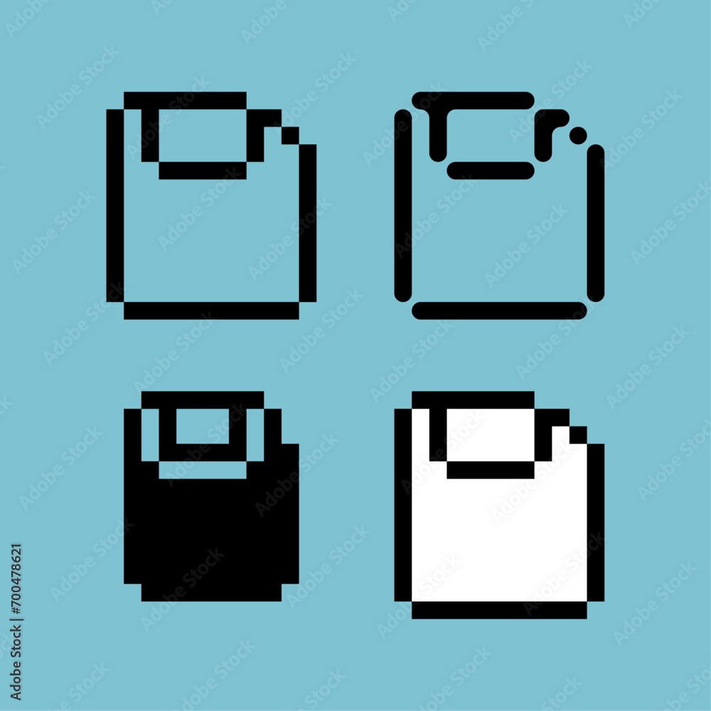 Pixel art outline sets of save icon with variation color item asset ...
