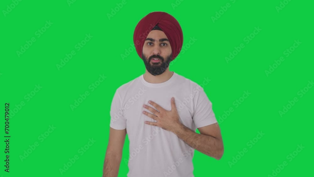 Guilty Sikh Indian man saying sorry and apologizing Green screen vídeo ...