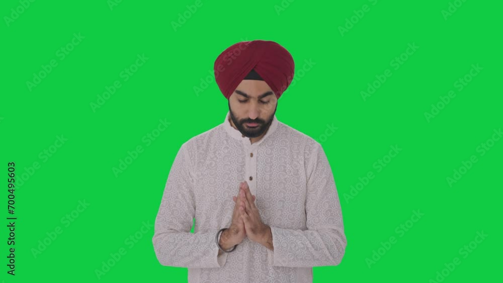 Religious Sikh Indian man praying to God Green screen Stock Video ...